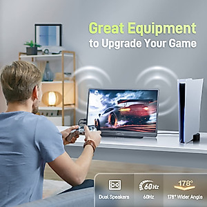 Lepow Portable Monitor, FHD 1080P 15.6" Portable Screen w/ 106% sRGB, USB-C, HDMI, Plug & Play, Speakers, 3 Display Modes, Smart Case, External Monitor for Laptop, Phone, PS5/4, Xbox, Switch