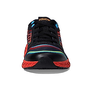 Saucony Wind 2.0 Sneaker, NEON/Black/RED, 2 US Unisex Big Kid