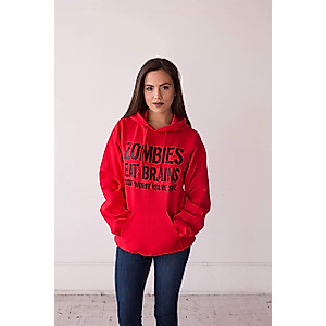 Crazy Dog Unisex Zombies Eat Brains Don't Worry You're Safe Novelty Hoodie Funny Halloween Sweat Shirt Undead Sarcastic Humor Sweater Light Heather Grey XXL