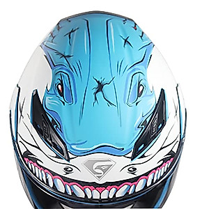 KYPARA Motorcycle Dual Visor Flip up Modular Full Face Helmet with DOT Certification of Impressionism (M, Snow Shark)