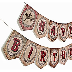 Cowboy Birthday Banner,Wild Western Bday Party Sign, Wooden House Barn Bunting, Birthday Decorations