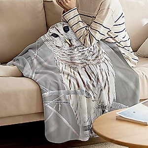 Greeeen Plush Fleece Throw Blanket | Fuzzy, Soft, Warm, Cozy, Reversible Blanket for Bed Couch Sofa Chair Travel- 49" x 59" Winter Owl