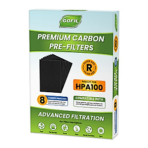 GOFIL 8 Pack Replacement Filters Includes 8 Carbon Pre-filters Compatible with Air Purifier Model HPA094/HPA100/HPA101/HPA104/HPA105/HA106