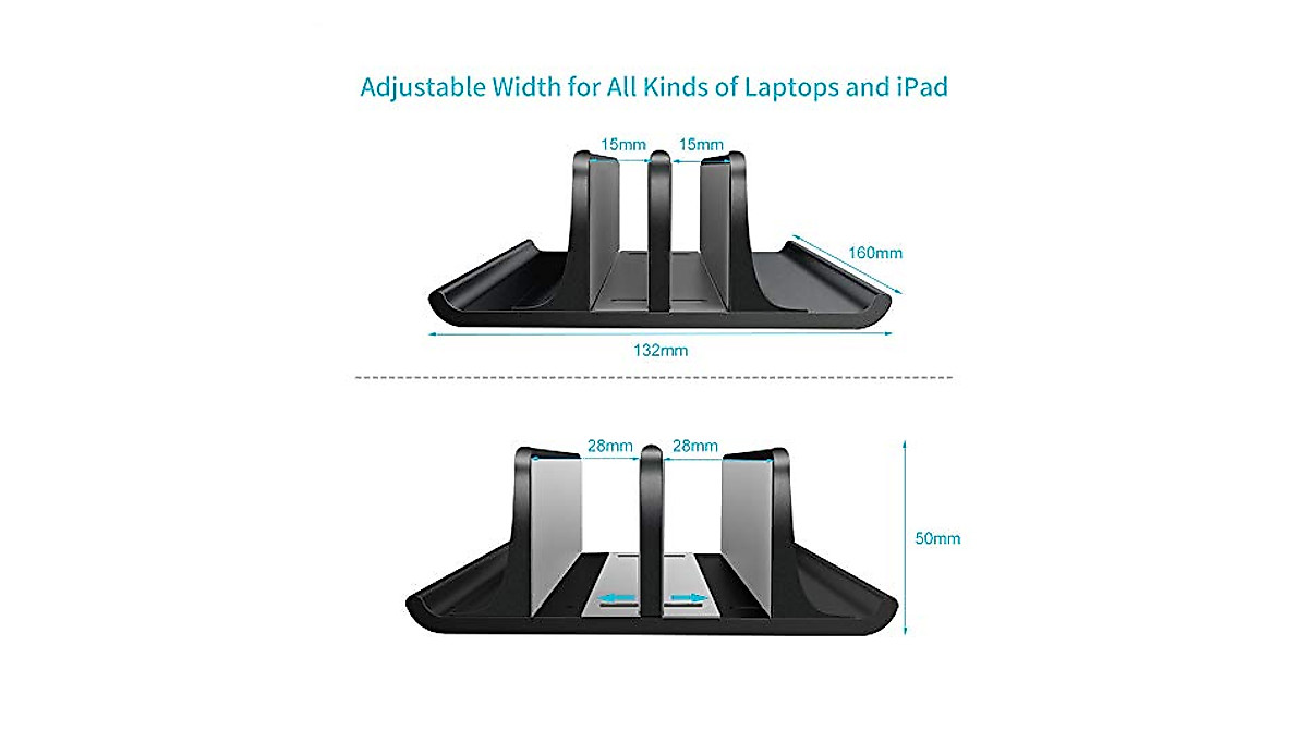 Vaydeer Double Adjustable Vertical Laptop Stand for Up to 17.3" Devices