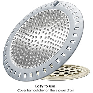 Seatery 2PCS Shower Drain Hair Catcher/Strainer/Cover/Filter/Trap, Bathtub Catcher, Stopper for Stall Drain/Bathroom Floor Drain, Stainless Steel and Silicone Shield