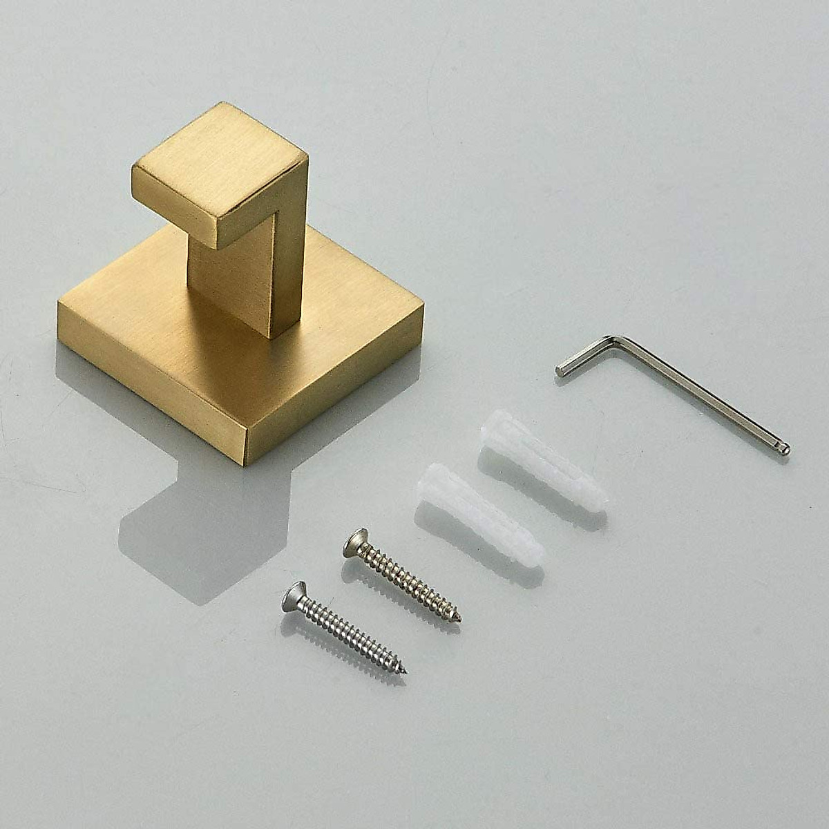 BATHSIR Brushed Gold Towel Hooks, Bathroom Robe Hooks Wall Mounted Coat Hook 2 Pack Stainless Steel