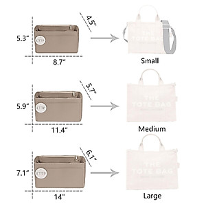 ETTP Purse Organizer Insert For Handbags, Tote Bag Organizer Insert, Compatible with MJ Tote and Onthego (Small, Beige)
