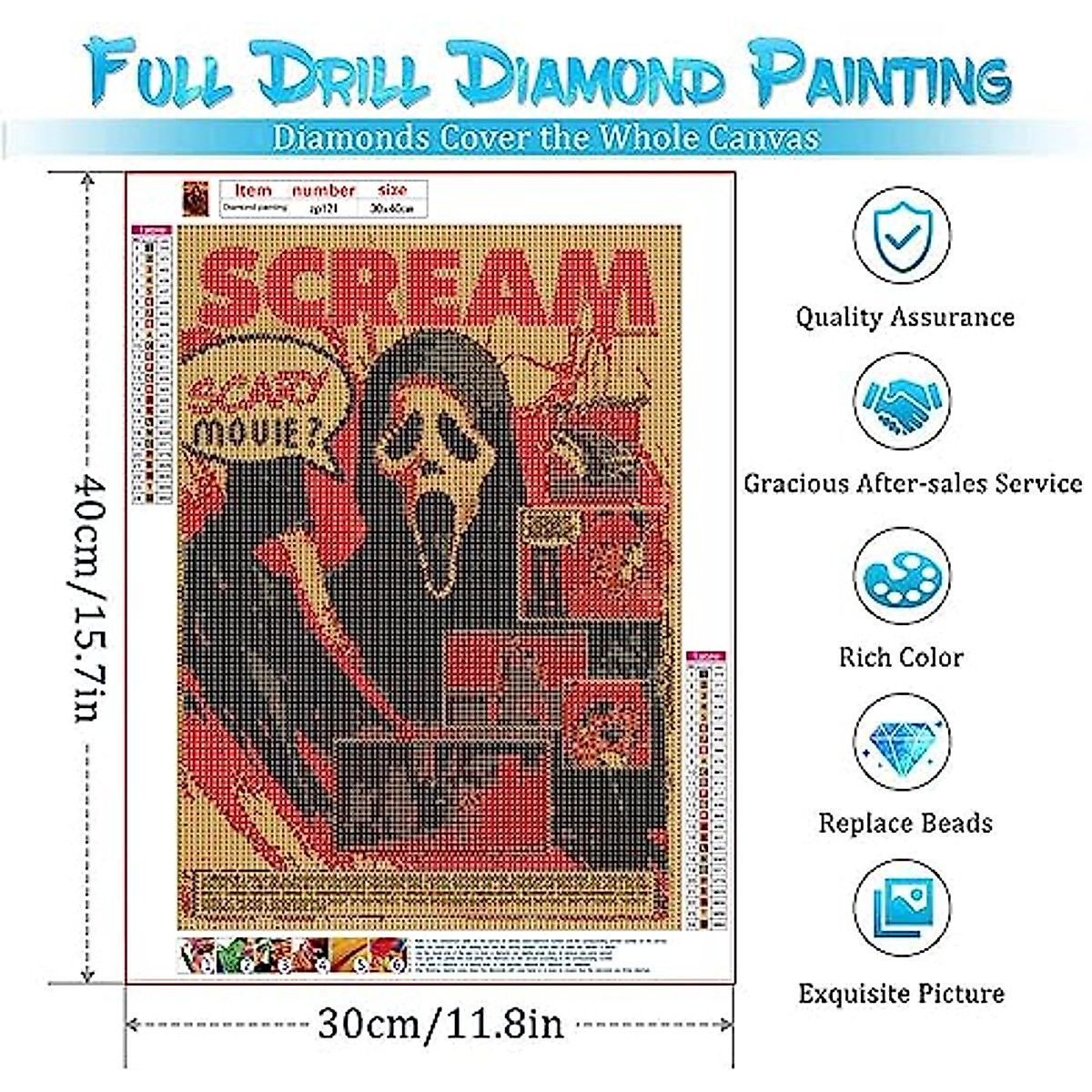 Diamond Painting Kits for Adults Halloween Diamond Art Kits for Kids Beginner DIY 5D Full Drill Crystal Rhinestone Arts and Crafts Gem Art Painting with Diamonds Dots Home Wall Decor 11.8x15.7inch