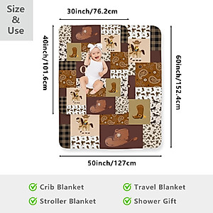 Deven Personalized Sherpa Fleece Baby Blankets for Boys,Girls,Cowboy Quilt,Custom New Born Receiving Blanket with Name for Baby Shower 30x40 in Gift