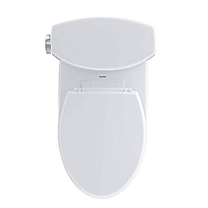 TOTO CST454CEFRG#01 Drake II Two-Piece Elongated 1.28 GPF Universal Height Toilet with CEFIONTECTand Right-Hand Trip Lever, Cotton White