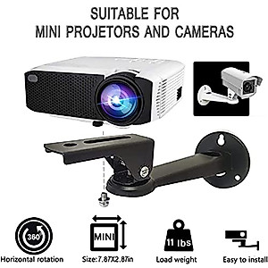 2-Be-Best Mini Projector Wall Mount Black Camera Wall Mount Adjustable Projector Bracket Length 7.87" 1/4” Thread Load 7.8 lbs 360° Rotation Mount for Projector CCTV DVR Cameras Camcorder