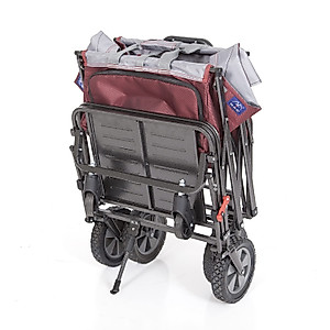 MacSports Collapsible Folding Outdoor Utility Tailgate Wagon with Cargo Trailer, Wine Red
