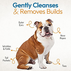 Wrinkle Wipes for Dogs - 100 Count Dog Wrinkle Wipes French Bulldog, English Bulldog, Pugs - 3.15 in Large Bulldog Face Wipes - Cleaning & Soothes on Wrinkles, Folds, Tail Pockets