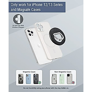B-Land Magnetic Phone Ring Holder Compatible with MagSafe,Adjustable Finger Ring Grip, Removable for Wireless Charging,Only for iPhone 13, 13 Pro, 13 Mini, 13 Pro Max, 12, 12 Pro, 12 Mini,12 Pro Max