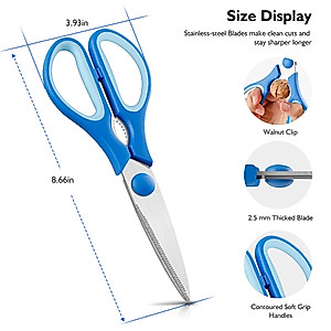 Kitchen Shears, Rkqoa Kitchen Scissors Heavy Duty Cooking Scissors, Dishwasher Safe Scissors Kitchen House Essentials Supplies, Stainless Steel Sharp Utility Shears for Turkey, Poultry, Chicken, Meat