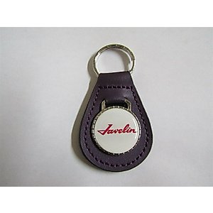 JAVELIN SCRIPT EMBLEM LOGO LEATHER KEYCHAIN - PURPLE