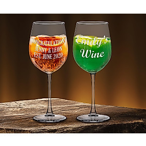 Personalized Wine Glass With Stem Custom Text Engraved 12oz Drinkware Decoration