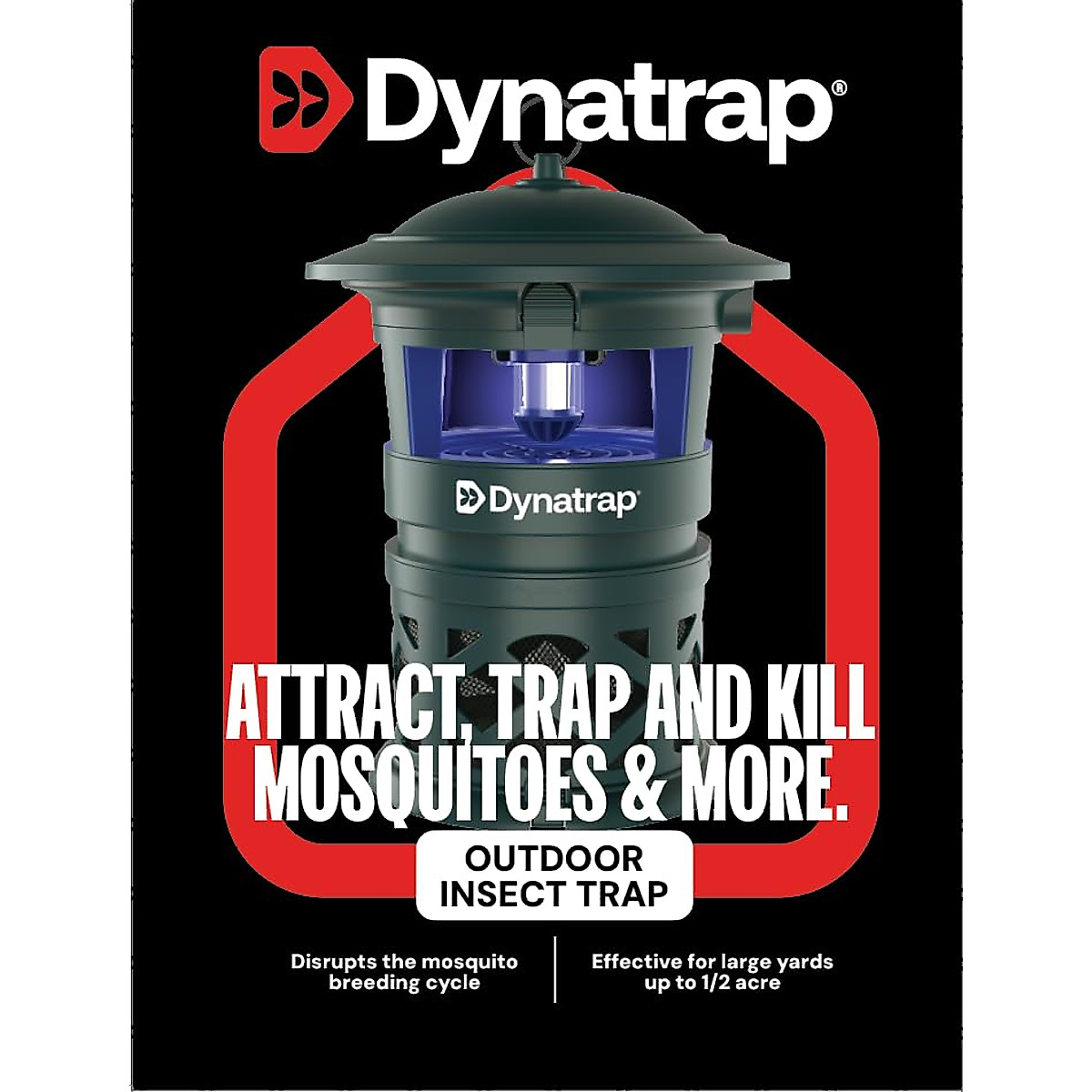 DynaTrap DT1130-GRSR 1/2 Acre Mosquito & Flying Insect Outdoor Trap and Killer – Kills Mosquitoes, Flies, Wasps, Gnats, & Other Flying Insects - Bug Zapper Alternative – Green
