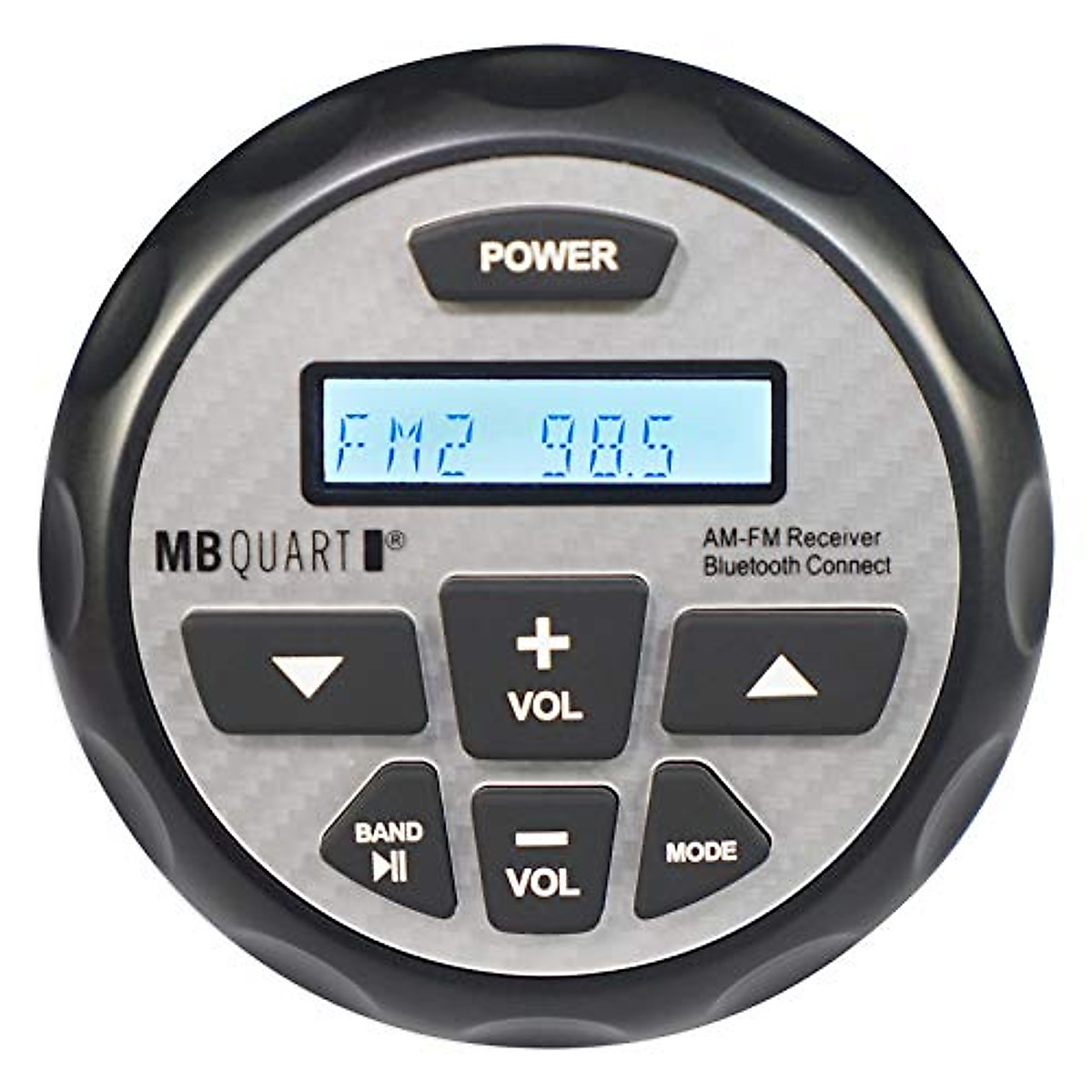 MB Quart GMR-2.5 Bluetooth Gauge Stereo Receiver w/Aux For RZR/ATV/UTV/Cart Bundle with Pair Rockville RKL65MBW Marine Boat Speakers and Pair RWB70B Marine Swivel Tower Speakers