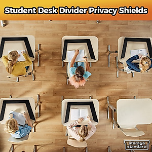 4-Pack Desk Dividers for Students - Durable & Waterproof Plastic Study Carrel Divider, Classroom Folders Teacher Supplies, Easy-to-Clean Plastic Privacy Shield Folder Boards for Student Desks, Black