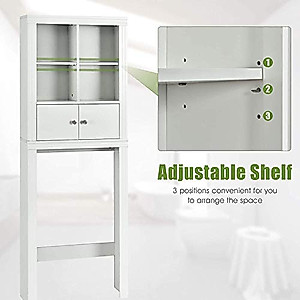 Nightcore Bathroom Storage Rack Over The Toilet, Toilet Organizer with 4 Open Space, Space Saver Cabinet, Sturdy and Durable Bathroom Shelf, White