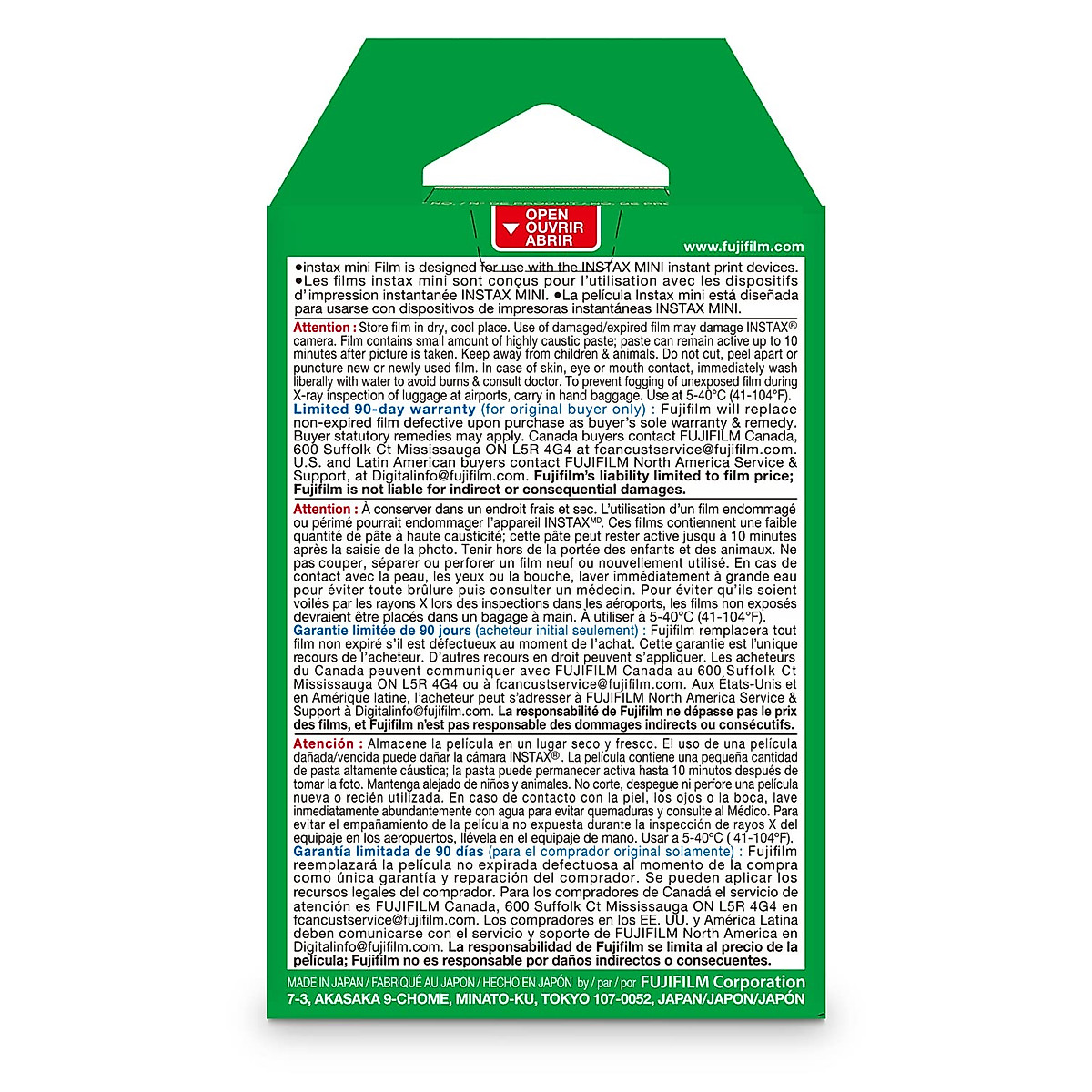 Fujifilm Instax Mini Instant Film Twin Pack (White) & Instax Mini Contact Sheet Film - 10 Exposures & Instax Mini Monochrome Film - 10 Exposures