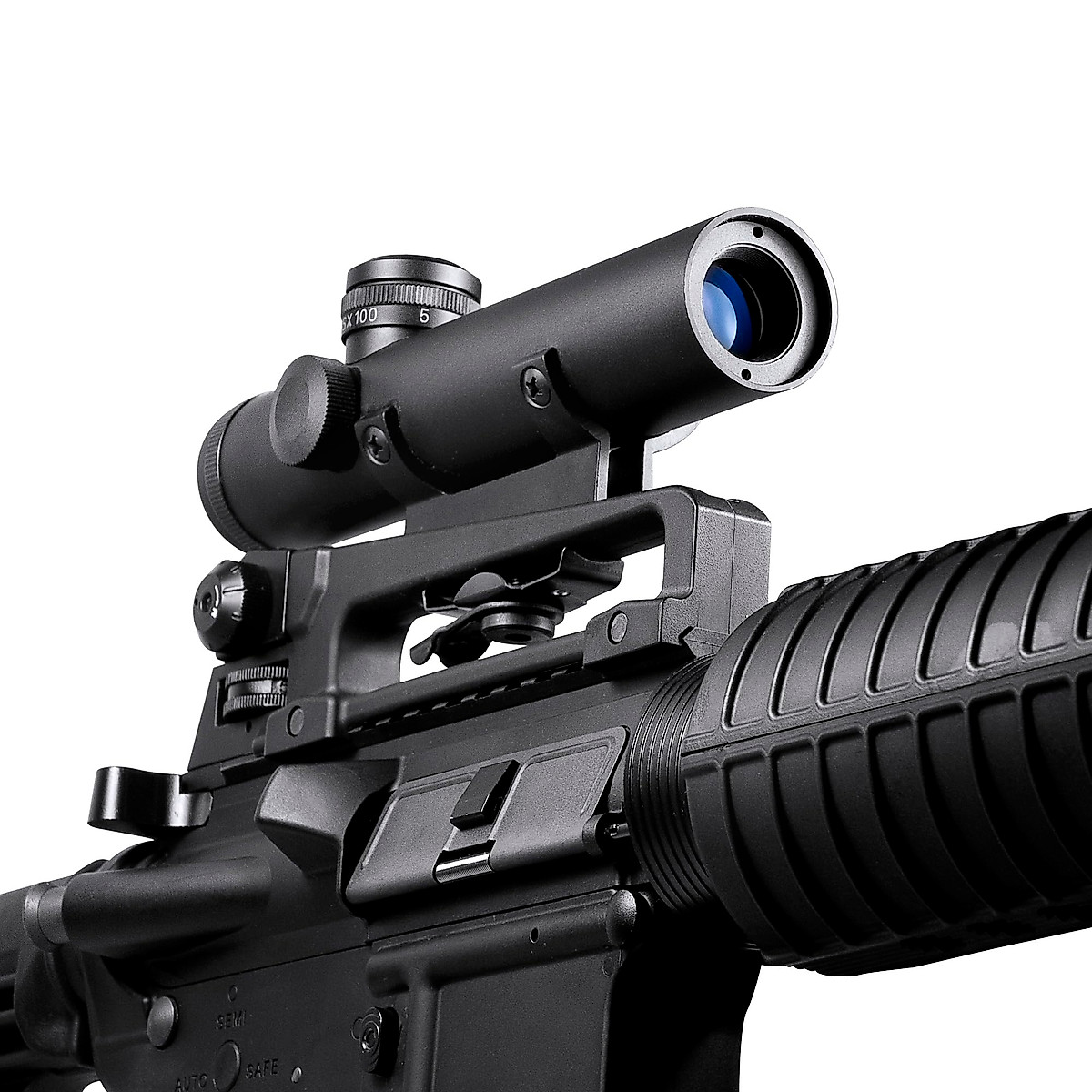 Barska 4x20 Carry Handle Rifle Scope Mil Dot Reticle with BDC Turret Peep Sight Mount Retro A2 Style