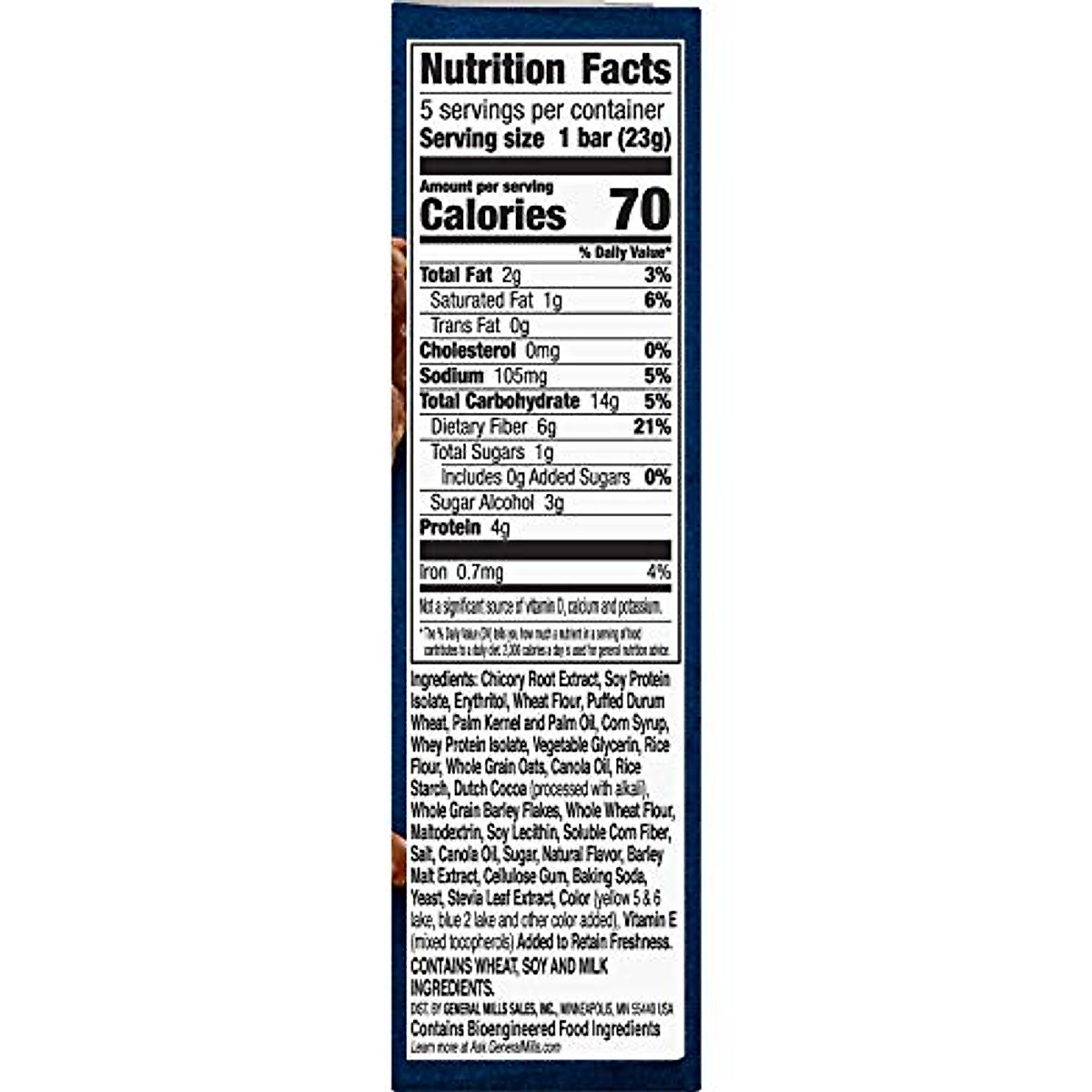 Fiber One 70 Calorie Chewy Snack Bars, Chocolate Caramel and Pretzel, 5 ct