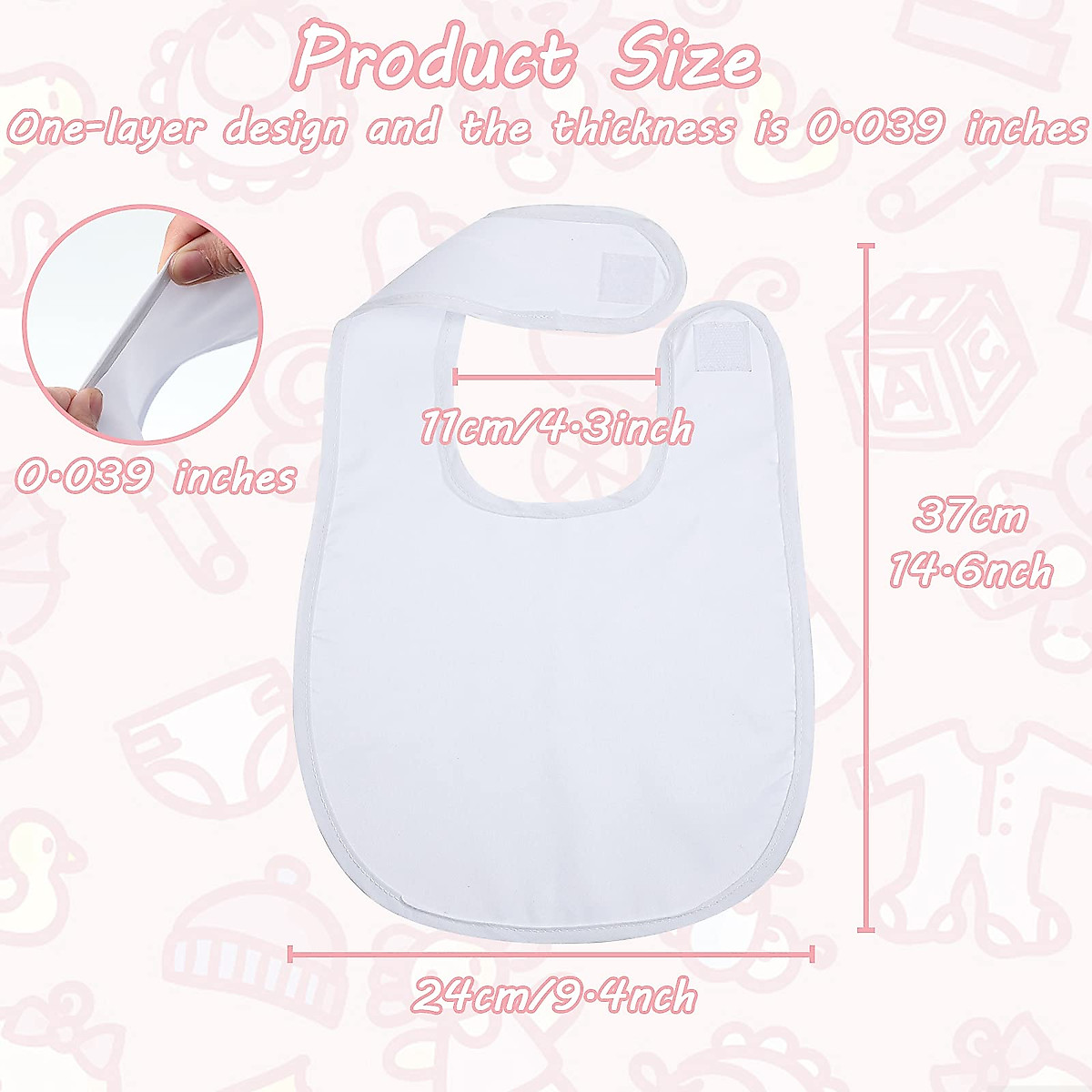 SATINIOR 20 Pcs Sublimation Blank Baby Bibs Bandana Drooling Teething Bibs, One Size, White