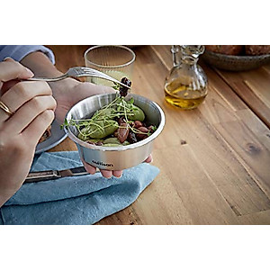 CUITISAN FLORA ROUND AIRTIGHT CONTAINER NO.5 21.6oz, STAINLESS STEEL FOOD CONTAINER, WATERPROOF, MICROWAVE and DISHWASHER AVAILABLE