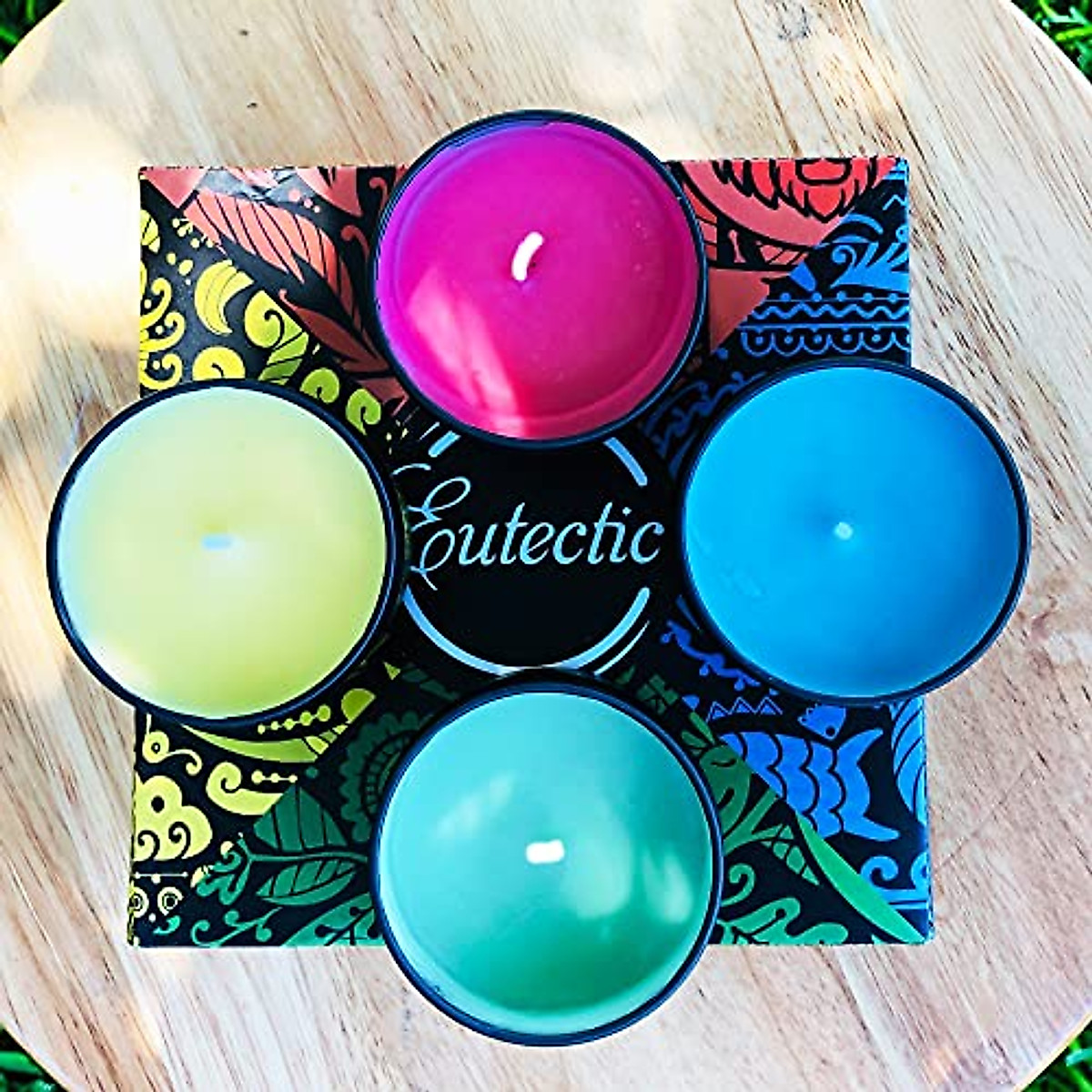 Eutectic Scented Colorful Tin Aromatherapy Candle Gift Set | Zodiac Sign Collection Candles Bulk | 3.5 Oz Natural Soy Wax with Jasmine, Sea Breeze, Ocean, and Forrest Fragrance Small Candles