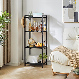 YMYNY Bookcase, 4-Tier Narrow Ladder Bookshelf, Freestanding Shelving Unit, Multifunctional Storage Rack, for Home Office Living Room Bedroom Kitchen, Plant Stand, Black, 44 * 16.9 * 11.4" UHBC004B