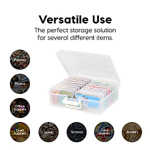 IRIS USA 4" x 6" Photo Storage Craft Keeper, 2 Pack, Main Container with 16 Organization Cases for Pictures, Crafts, Scrapbooking, Stationery Storage, Protection and Organization, Clear