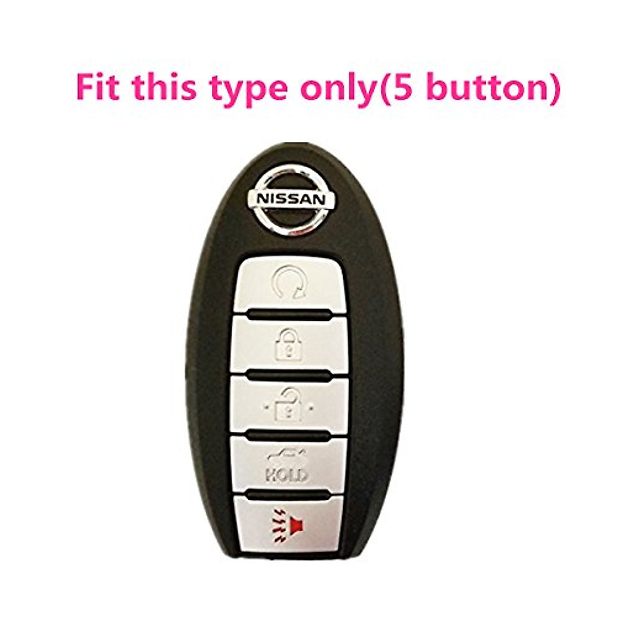 KAWIHEN Silicone Key Fob Cover Fit for Nissan 5 button Nissan 350Z 370Z Altima Armada GT-R Leaf Pathfinder Rogue Sentra Maxima Murano Versa CWTWB1U840 285E3-3SG0D (Pink)