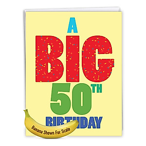 NobleWorks - 50th Big Funny Birthday Card (8.5 x 11 Inch) - Group Milestone Notecard for Year Old, Birthday Congrats - Big 50 J3940BDG