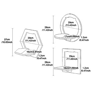 DENPETEC Command Strip Shelf Upgrade White for Wall Drill Free Modern Wall Mount Shelf Universal Small Wall Rack for Security Cameras, Baby Monitors, Home Ornament Storage Hold(Hexagon)