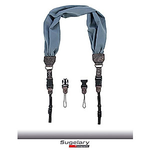 Sugelary Camera Shoulder Neck Strap, Vintage Fabric Satin Scarf Camera Strap for All DSLR Camera Nikon Canon Sony Pentax (Grey)