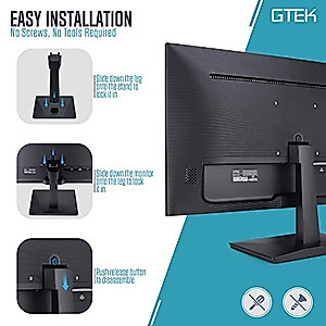 GTEK 24 Inch 75Hz Computer Monitor Frameless, FHD 1080p LED Display, Office Professional Business LCD Screen, HDMI VGA, Refresh Rate, VESA Mountable - F2407V-D03