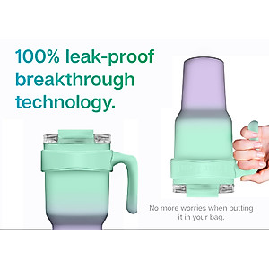 Four Leaf TrustyMate 40 Oz Tumbler with Handle and Built-In Straw Lid, Insulated Leak Proof Stainless Steel Tumbler (Mermaid)