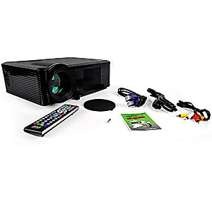Pyle Updated Video Projector 5” - LCD Panel LED Cinema Home Theater with Built-in Stereo Speakers, 2 HDMI Ports & Keystone Adjustable Picture Projection for TV PC Computer & Laptop - PRJLE33