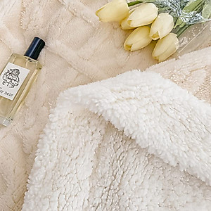 Bedbay Sherpa Fleece Blanket 70x80 Inch Beige Throw Blanket Boho Tufted Blanket Soft Warm Plush Sherpa Fleece Blanket Versatile Blanket Fluffy Blanket for Bed Sofa Couch Travel(Cream,70"x80")