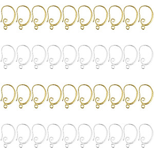 Framendino, 40 Pack 2 Colors Earring Hooks French Earring Hooks Ear Wire with Loops for Earring Dangle Jewelry Findings