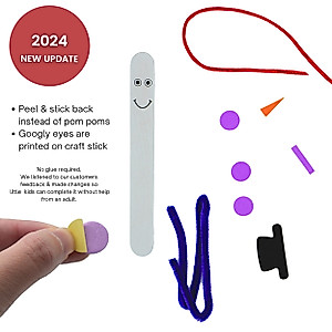 4E's Novelty Christmas Snowman Stick Ornament Craft Kit (12 Pack) Bulk Christmas Crafts for Kids Toddlers 3-4 4-8 DIY Winter Arts and Craft Kit Activity Project
