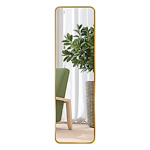 Giftgarden 47"x14" Gold Full Length Mirror Aluminum Framed, Modern Long Wall Mirror Tall Full-Body, Wall Mounted or Over The Door Hanging for Bedroom Closet Bathroom, Golden