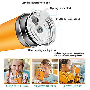 Rommeka Straw Cups For Kids, 12oz Stainless Steel Toddler Cups with Straws and Lids, Unbreakable Spill Proof Cups for Kids, Fits Most Cup Holders and Dishwasher Safe, 6 Pack