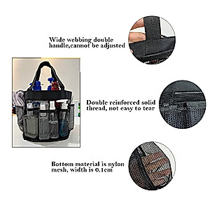 JOYISEN Mesh Shower Caddy with 8 Storage Pockets Hanging Shower Tote Bag for Home Gym Travel Dorm Bathroom Washing Bag Case with Handle