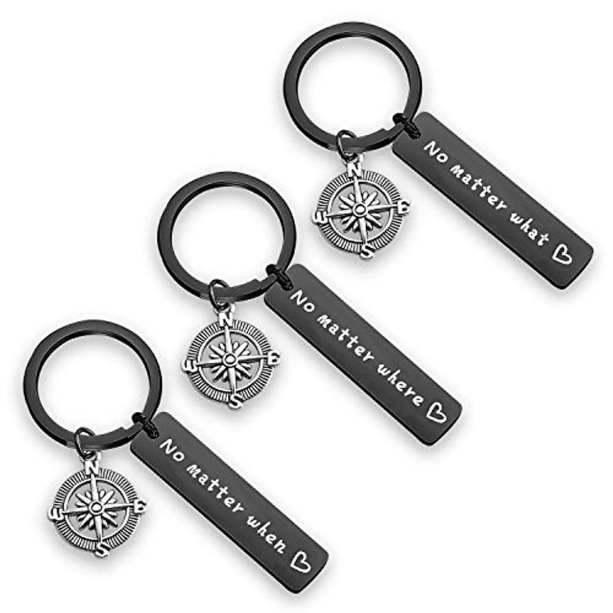 WUSUANED No Matter What Where When Compass Best Friend Keychain Set Long Distance Friendship Gift For Sister Best Friends