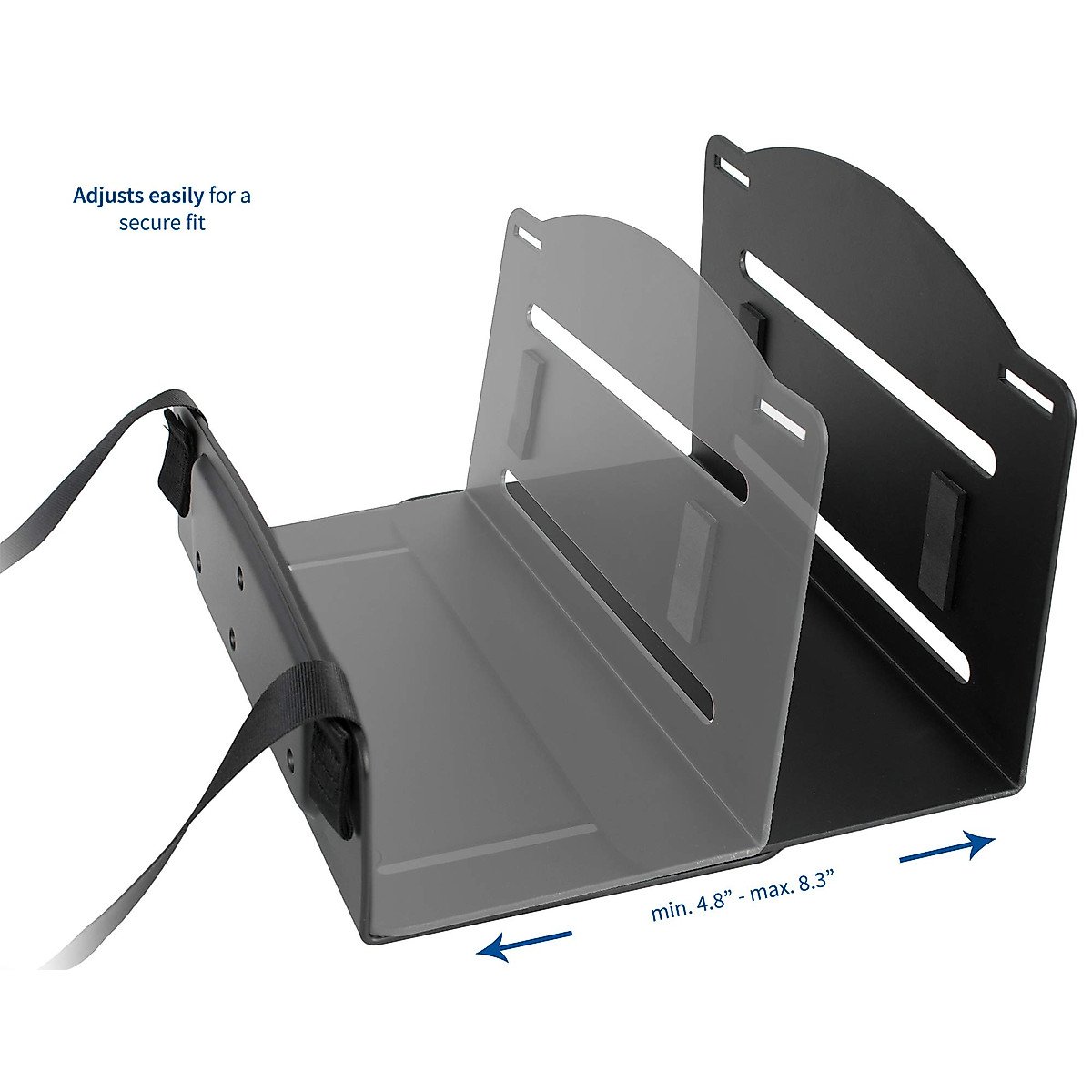 VIVO Universal PC Wall Mount, Adjustable Steel Bracket, Computer Case, Open Frame CPU Strap Holder, Black, MOUNT-PC03V