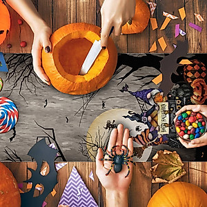 Nialnant Scream Table Runner, Spooky Gnome Truck Trees Table Runners for Birthday Decorations Kitchen Dining Party Indoor Outdoor - 13 x 72 Inch