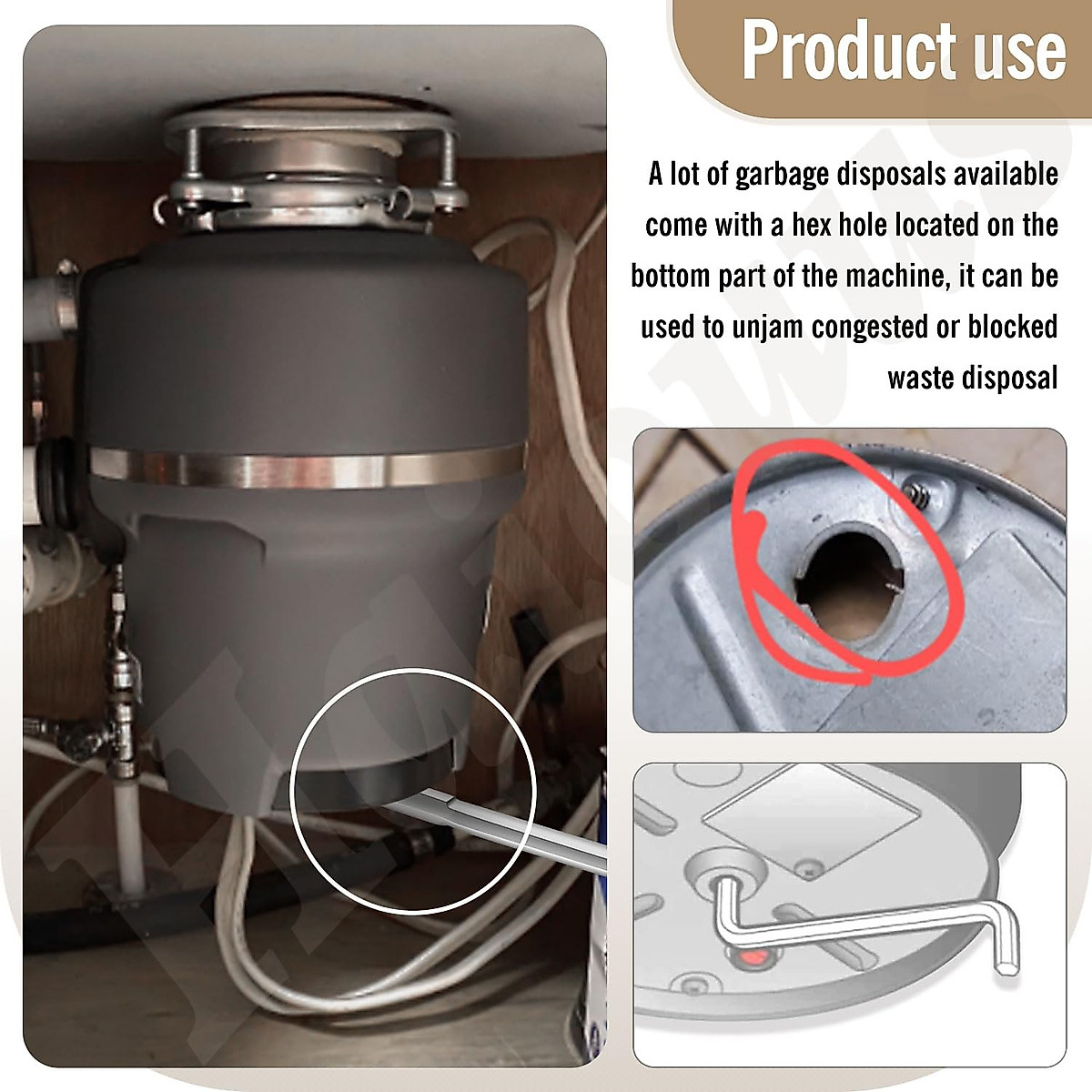 Garbage Disposal Wrench/Garbage Disposal Key Wrench, WRN-00 Jam-Buster Wrench, Compatible With InSinkErator, for Food Garbage Disposal, Garbage Disposal Allen Wrench Tool Garbage Disposal Repair